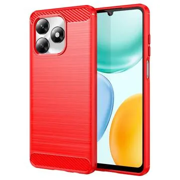 HONOR X5C/X5C PLUS BRUSHED TPU CASE - CARBON FIBER - RED