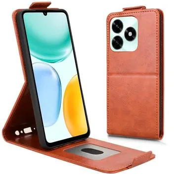 HONOR X5C PLUS VERTICAL FLIP CASE WITH STAND - BROWN