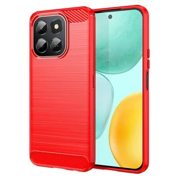 HONOR X6C BRUSHED TPU CASE - CARBON FIBER - RED