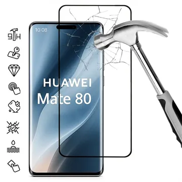 HUAWEI MATE 80 FULL COVER TEMPERED GLASS SCREEN PROTECTOR - 9H - BLACK EDGE