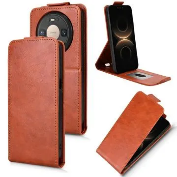 HUAWEI MATE 80/80 PRO VERTICAL FLIP CASE WITH STAND - BROWN