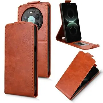 HUAWEI MATE 80 PRO MAX VERTICAL FLIP CASE WITH STAND - BROWN