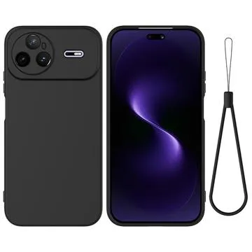 HUAWEI NOVA 15 PRO LIQUID SILICONE CASE WITH HAND STRAP - BLACK