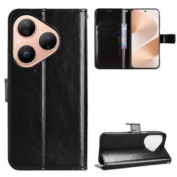 HUAWEI PURA 80 WALLET CASE WITH STAND - BLACK