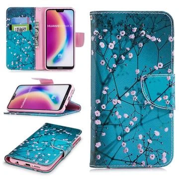 HUAWEI P20 LITE WONDER SERIES FUTROLA-NOVČANIK - BELO CVEĆE