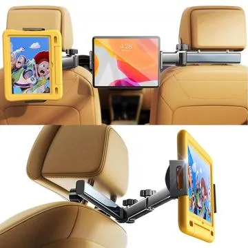 LISEN EXTENDABLE HEADREST CAR HOLDER FOR PHONES/TABLETS - 4.7"-12.9" - BLACK