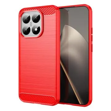 XIAOMI 15T BRUSHED TPU CASE - CARBON FIBER - RED