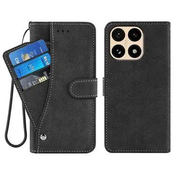 XIAOMI 15T ELEGANT RETRO WALLET CASE WITH ROTATING CARD HOLDER - BLACK