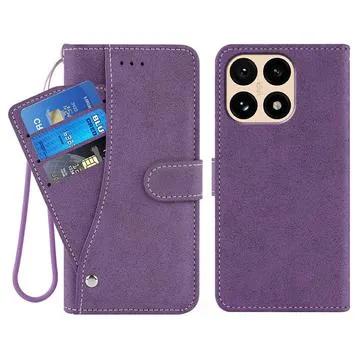 XIAOMI 15T ELEGANT RETRO WALLET CASE WITH ROTATING CARD HOLDER - PURPLE