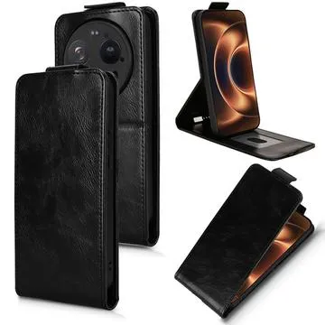 XIAOMI 17 ULTRA VERTICAL FLIP CASE WITH STAND - BLACK