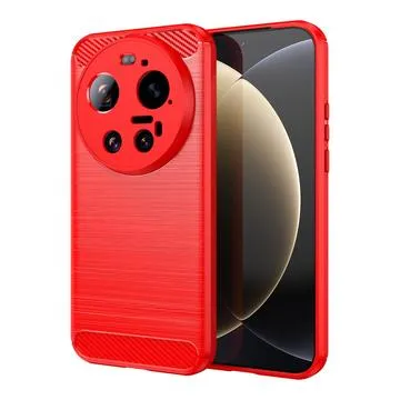 XIAOMI 17 ULTRA BRUSHED TPU CASE - CARBON FIBER - RED