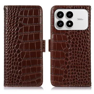 XIAOMI REDMI K90/POCO F8 PRO CROCODILE SERIJA KOŽNA MASKA-NOVČANIK SA RFID-OM - BRAON