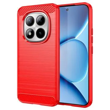 XIAOMI POCO M8 PRO/REDMI NOTE 15 PRO+ 5G BRUSHED TPU CASE - CARBON FIBER - RED