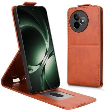 XIAOMI REDMI K80 ULTRA VERTICAL FLIP CASE WITH STAND - BROWN