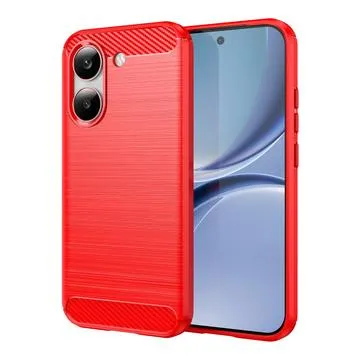 XIAOMI REDMI TURBO 5 BRUSHED TPU CASE - CARBON FIBER - RED