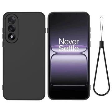 ONEPLUS NORD 5 LIQUID SILICONE CASE WITH HAND STRAP - BLACK