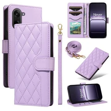 ONEPLUS ACE 5 RACING/NORD CE5 LUXURY QUILTED WALLET CASE - PURPLE