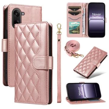 ONEPLUS ACE 5 RACING/NORD CE5 LUXURY QUILTED WALLET CASE - ROSE GOLD
