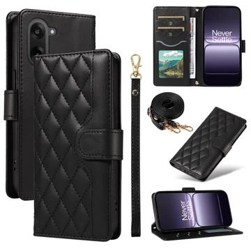 ONEPLUS ACE 5 RACING/NORD CE5 LUXURY QUILTED WALLET CASE - BLACK