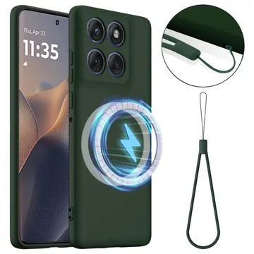 MOTOROLA EDGE 70 MASKA OD TEČNOG SILIKONA - KOMPATIBILNA SA MAGSAFE - TAMNOZELENA
