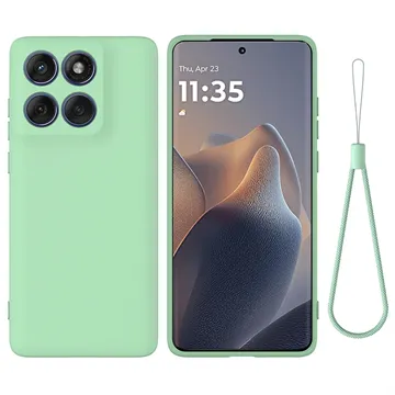 MOTOROLA EDGE 70 LIQUID SILICONE CASE WITH HAND STRAP - GREEN