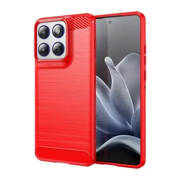 MOTOROLA EDGE 70 BRUSHED TPU CASE - CARBON FIBER - RED