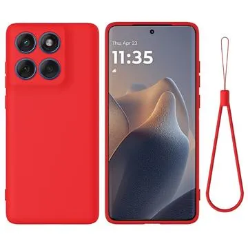MOTOROLA EDGE 70 LIQUID SILICONE CASE WITH HAND STRAP - RED