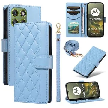 MOTOROLA EDGE 70 LUXURY QUILTED WALLET CASE - BLUE