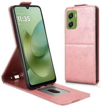 MOTOROLA MOTO G06/G06 POWER VERTICAL FLIP CASE WITH STAND - ROSE GOLD