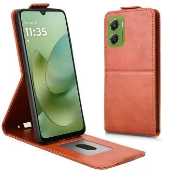 MOTOROLA MOTO G06/G06 POWER VERTICAL FLIP CASE WITH STAND - BROWN