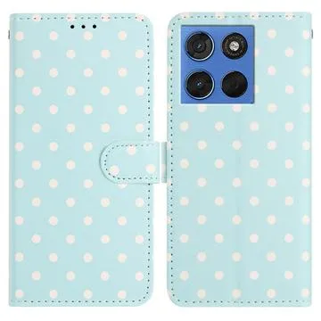 MOTOROLA MOTO G77/G67 POLKA DOT PATTERN WALLET CASE - BLUE
