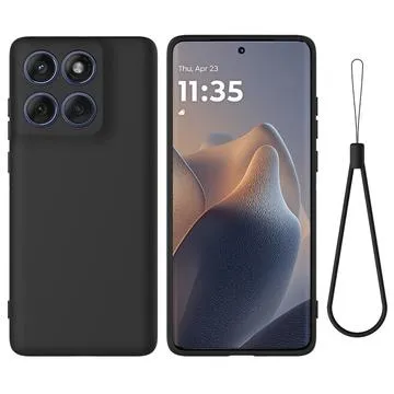 MOTOROLA MOTO G67 POWER LIQUID SILICONE CASE WITH HAND STRAP - BLACK