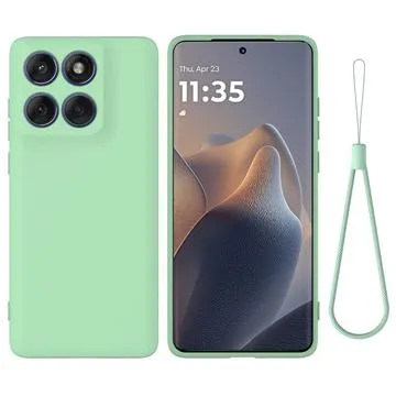 MOTOROLA MOTO G67 POWER LIQUID SILICONE CASE WITH HAND STRAP - GREEN