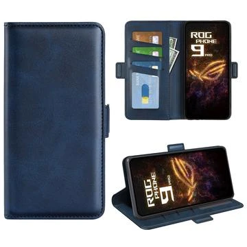 ASUS ROG PHONE 9 PRO WALLET CASE WITH MAGNETIC CLOSURE - CALF TEXTURE - BLUE
