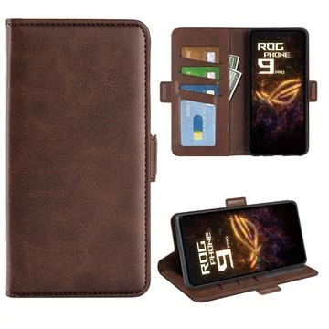 ASUS ROG PHONE 9 PRO WALLET CASE WITH MAGNETIC CLOSURE - CALF TEXTURE - BROWN