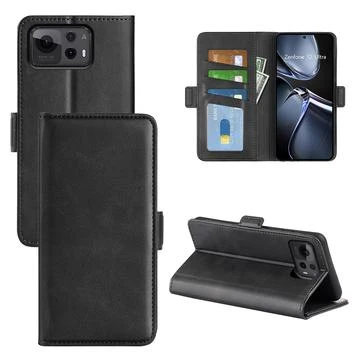 ASUS ZENFONE 12 ULTRA WALLET CASE WITH MAGNETIC CLOSURE - CALF TEXTURE - BLACK
