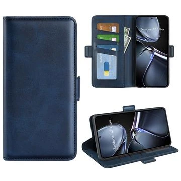 ASUS ZENFONE 12 ULTRA WALLET CASE WITH MAGNETIC CLOSURE - CALF TEXTURE - BLUE