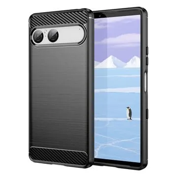 SONY XPERIA 10 VII BRUSHED TPU CASE - CARBON FIBER - BLACK