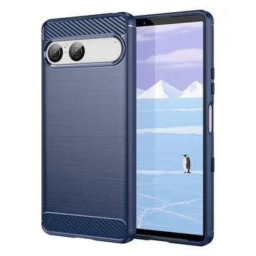 SONY XPERIA 10 VII BRUSHED TPU CASE - CARBON FIBER - BLUE
