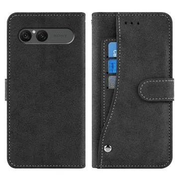 SONY XPERIA 10 VII ELEGANT RETRO WALLET CASE WITH ROTATING CARD HOLDER - BLACK