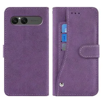 SONY XPERIA 10 VII ELEGANT RETRO WALLET CASE WITH ROTATING CARD HOLDER - PURPLE