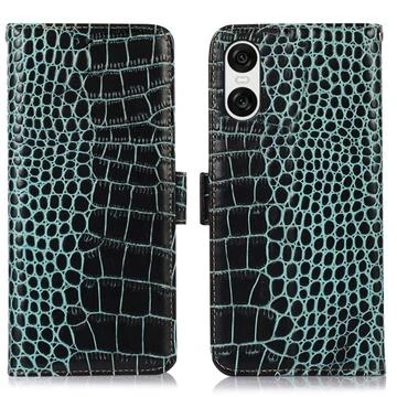 SONY XPERIA 10 VI CROCODILE SERIJA KOŽNA MASKA-NOVČANIK SA RFID-OM - ZELENA