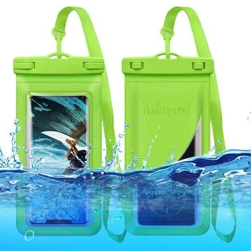 UNIVERSAL WATERPROOF CASE W. CARD HOLDER - 7.5" - GREEN