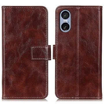 SONY XPERIA 5 VI WALLET CASE WITH MAGNETIC CLOSURE - BROWN