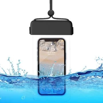 CLEAR TPU UNIVERSAL IPX8 WATERPROOF CASE W. TOUCH FUNCTION - 7" - BLACK