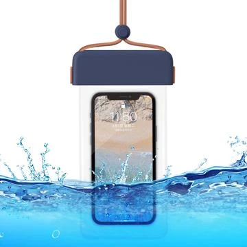 CLEAR TPU UNIVERSAL IPX8 WATERPROOF CASE W. TOUCH FUNCTION - 7" - DARK BLUE