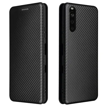 SONY XPERIA 10 III, XPERIA 10 III LITE FLIP FUTROLA - CARBON FIBER - CRNA
