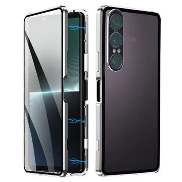 SONY XPERIA 1 VII MAGNETIC CASE WITH TEMPERED GLASS - SILVER