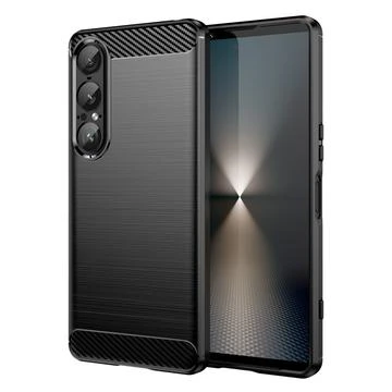 SONY XPERIA 1 VII BRUSHED TPU CASE - CARBON FIBER - BLACK