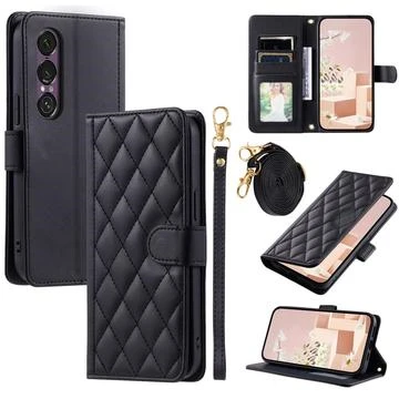SONY XPERIA 1 VII LUXURY QUILTED WALLET CASE - BLACK